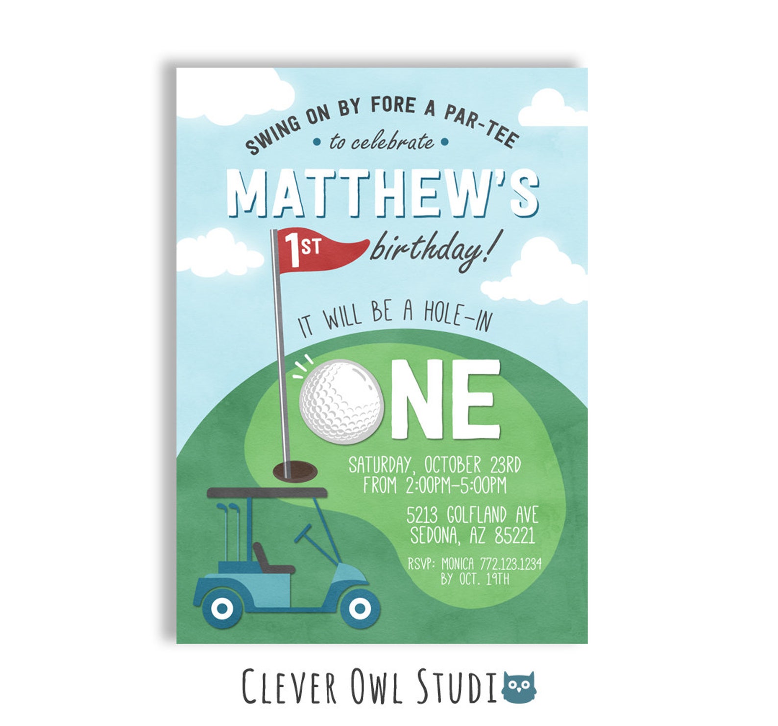Golf Birthday Invitation Golf Invites Golf Party Golf - Etsy