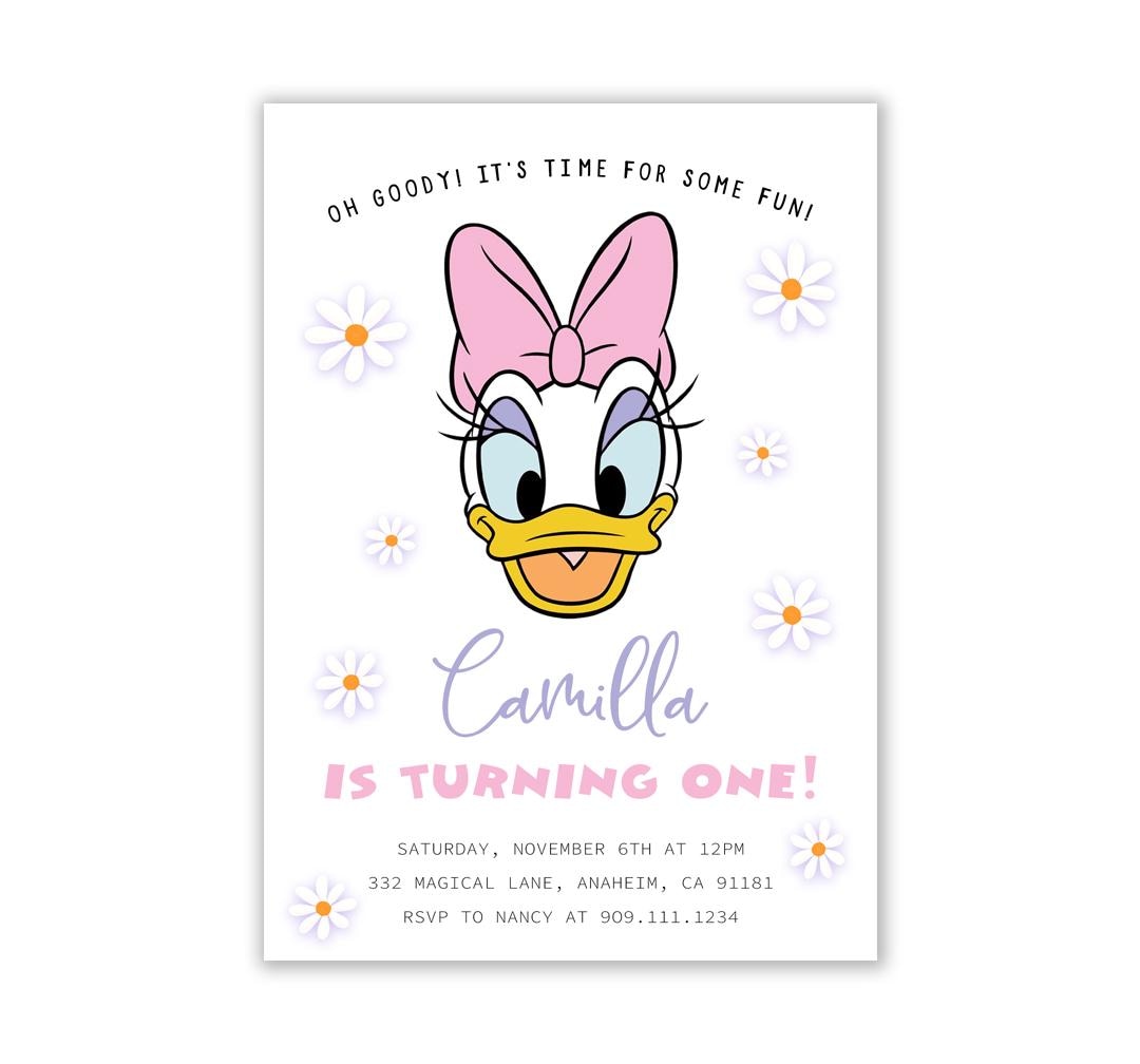 Daisy Duck Invitation, Daisy Duck Birthday Invitation, Daisy Duck ...