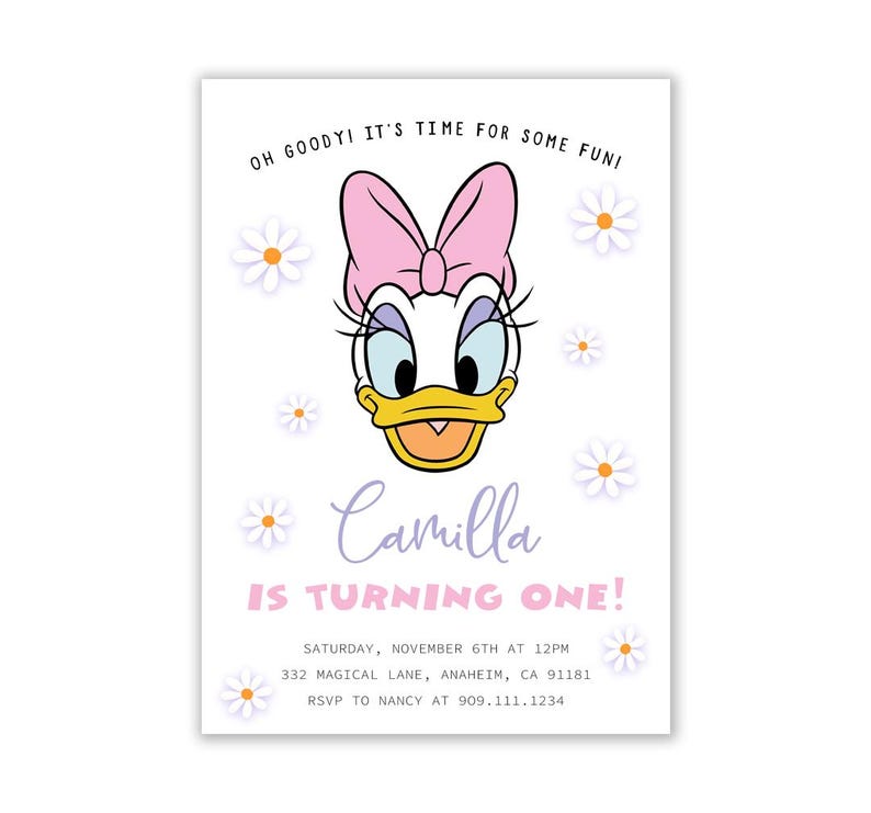 Daisy Duck Invitation, Daisy Duck Birthday Invitation, Daisy Duck ...