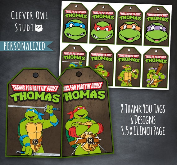 TMNT Thank You Tags TMNT Tags Teenage Mutant Ninja Turtles - Etsy Australia
