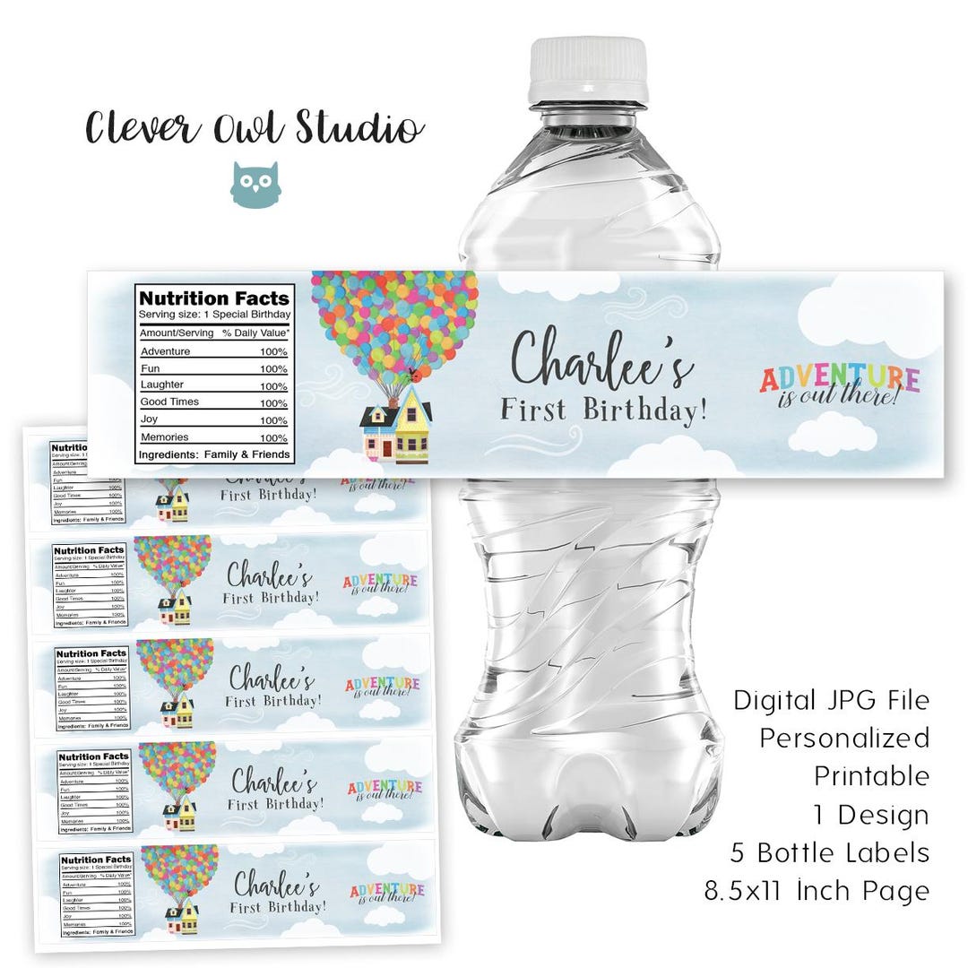 Up Movie Birthday Bottle Labels, Personalized (digital JPG File) - Etsy