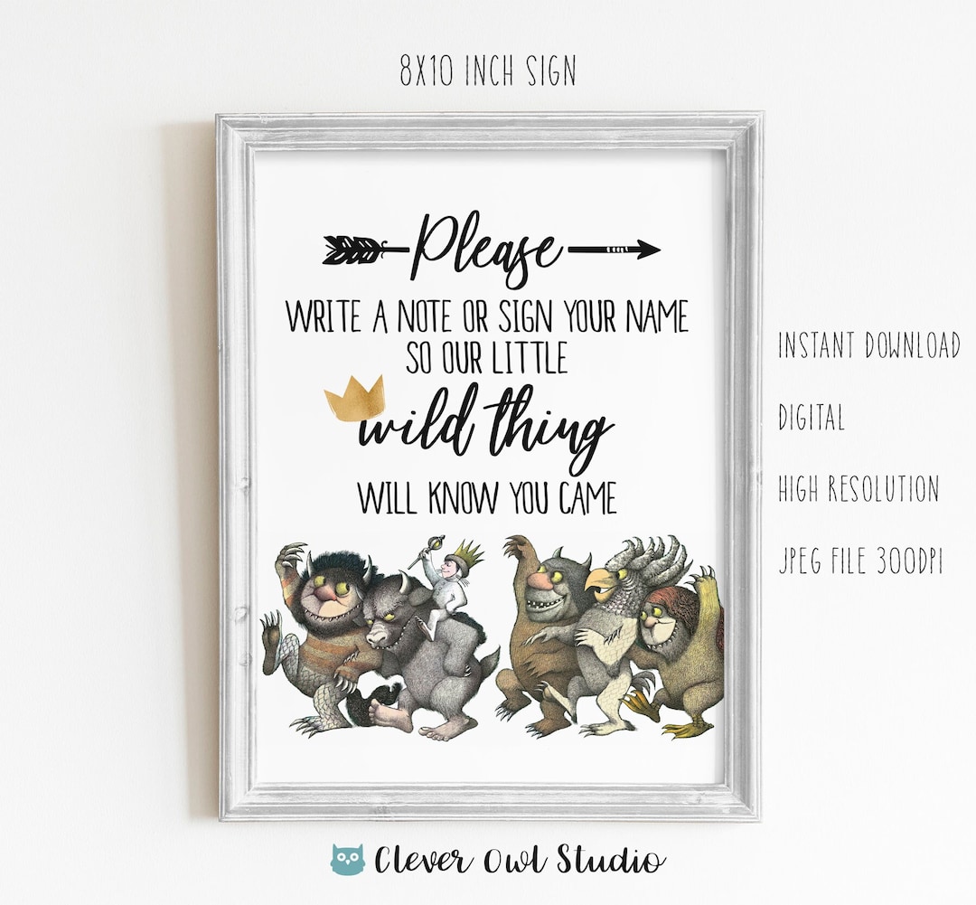 Where the Wild Things Are Book Sign, Birthday Party Sign, Sign Your ...