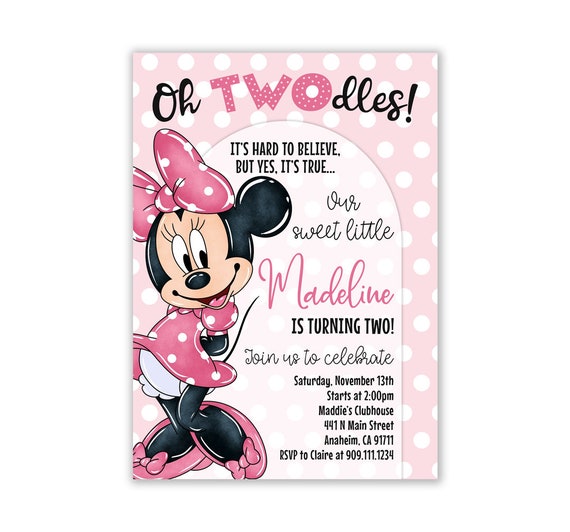 Mini Mouse Invitation Printable Editable Pink And Gold Minnie Mouse