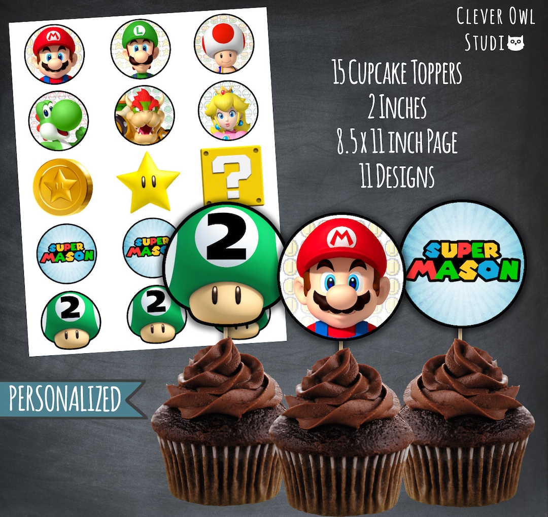 Super Mario Cupcake Toppers, Super Mario Tags, Super Mario Party, Super ...