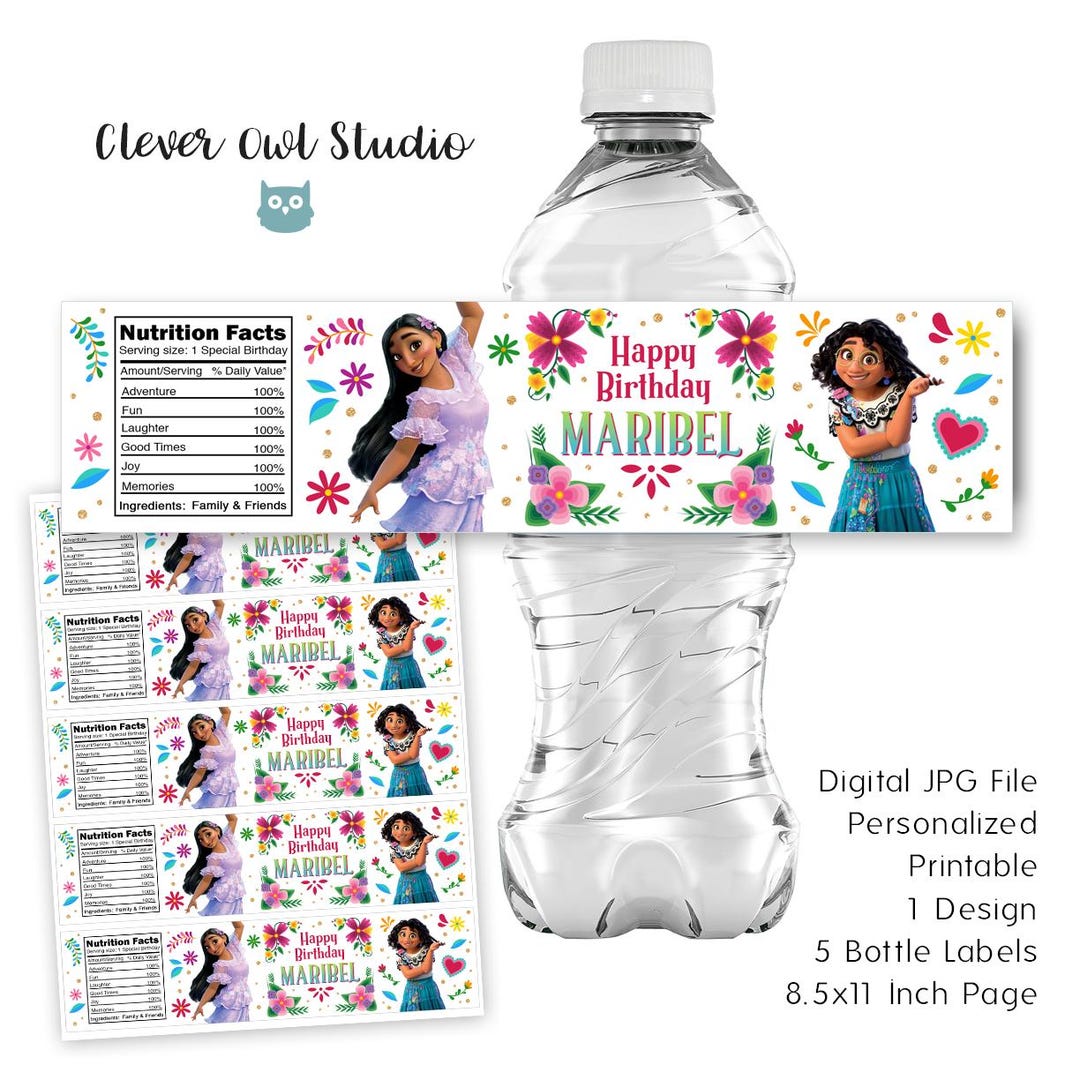 Personalized Encanto Birthday Bottle Labels (digital JPG File) - Etsy