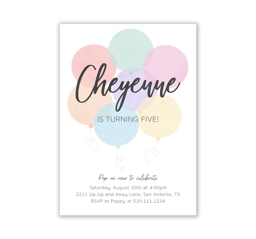 Balloons Birthday Invitation, Balloons Invites, Balloons Party ...