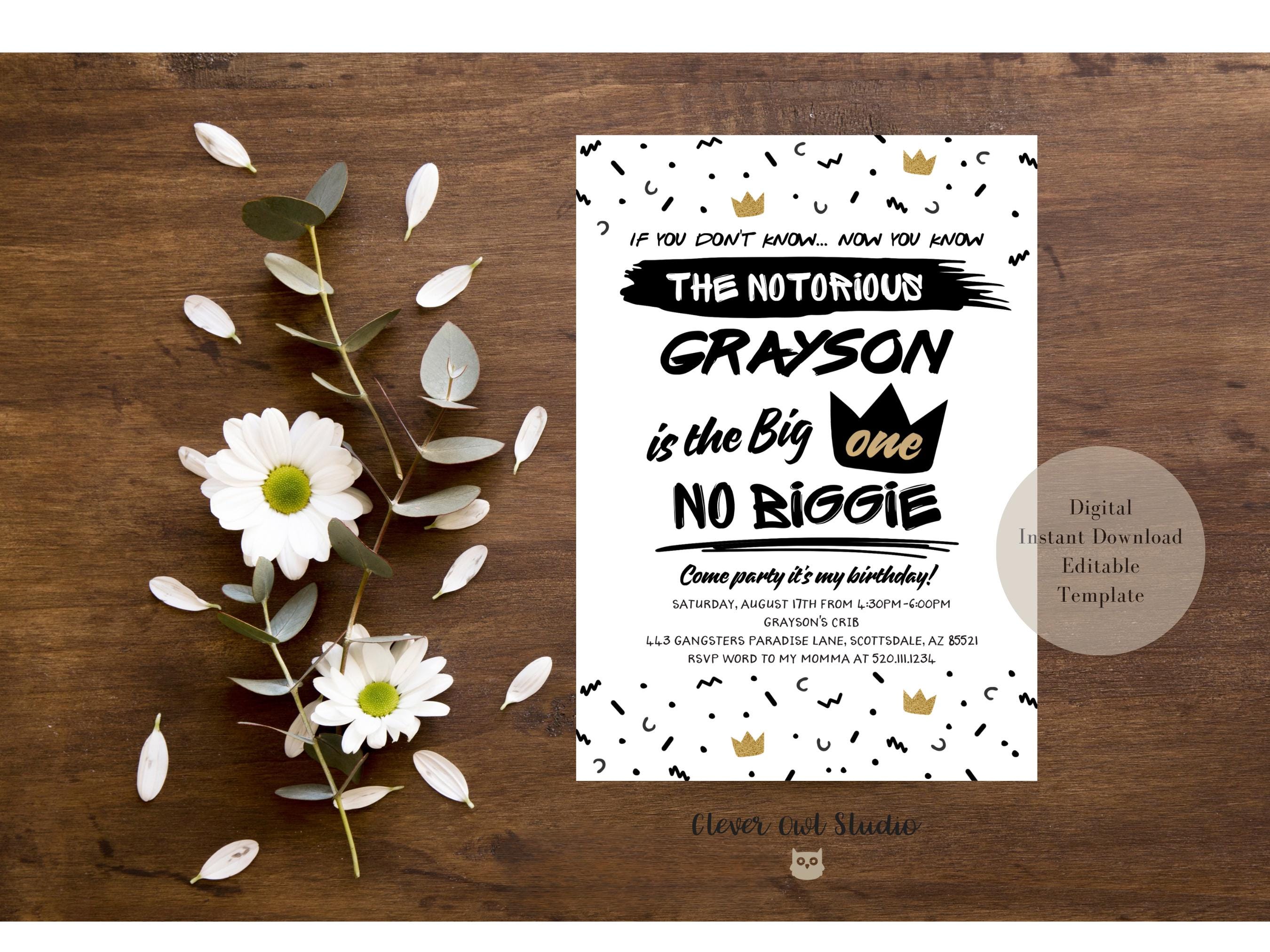 The Big One Invitation, Rap Invitation, Notorious Big One Invites, 1st ...