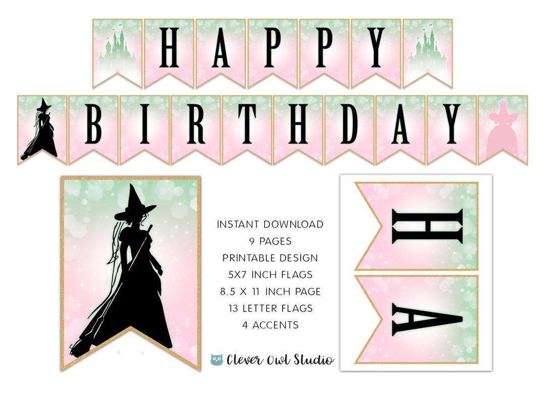 Wicked Witch Birthday Banner, Printable Party Decor (digital Download ...