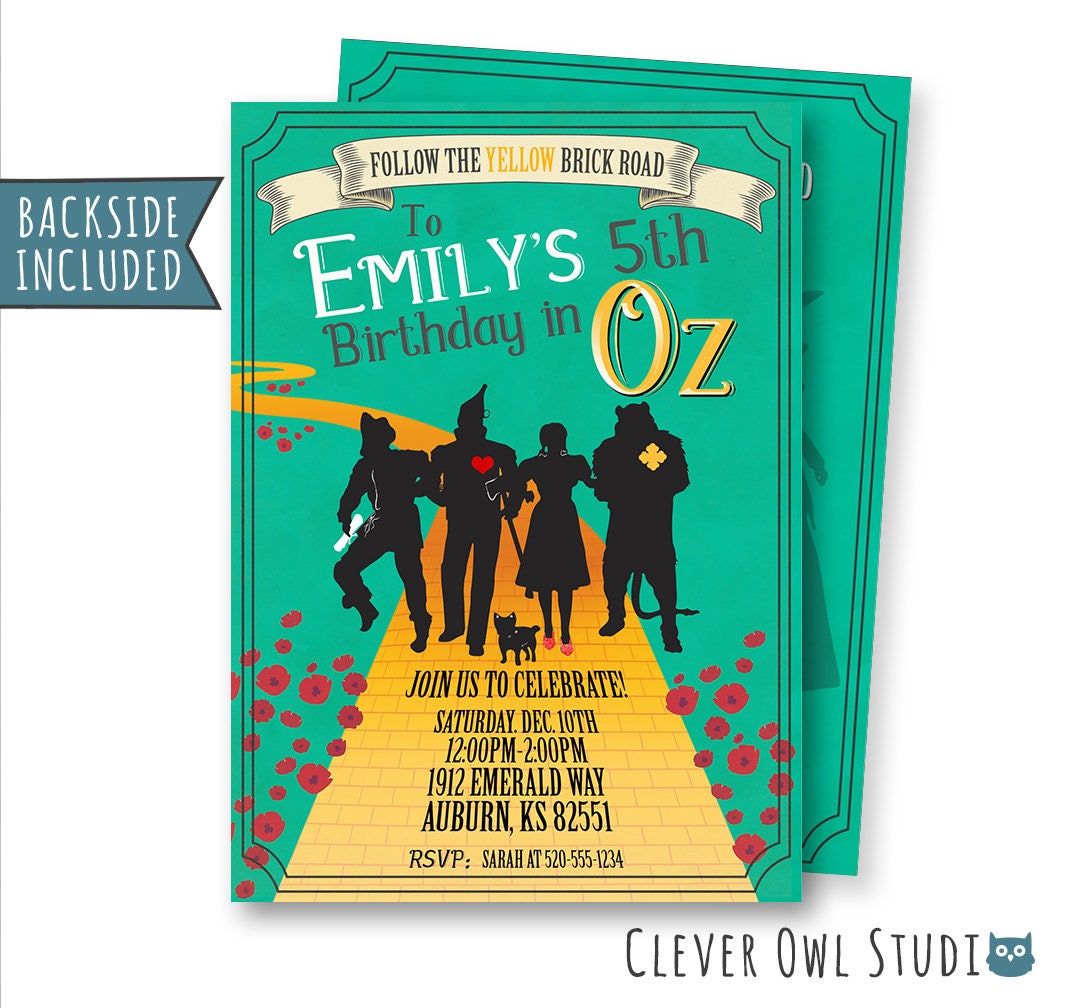 Wizard of Oz Birthday Invitation, Wizard of Oz Invitation, Wizard of Oz ...