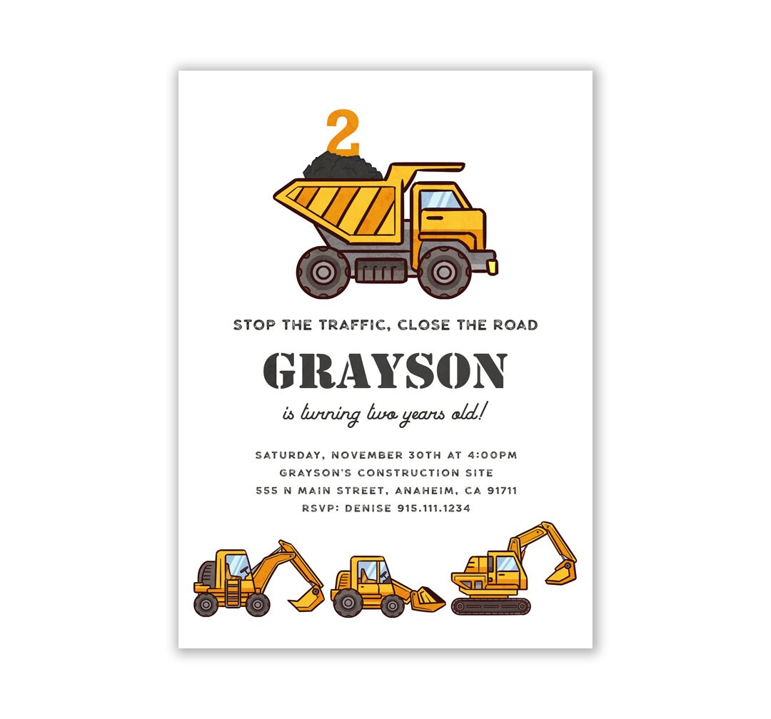 Construction Birthday Invitation, Construction Birthday Party ...