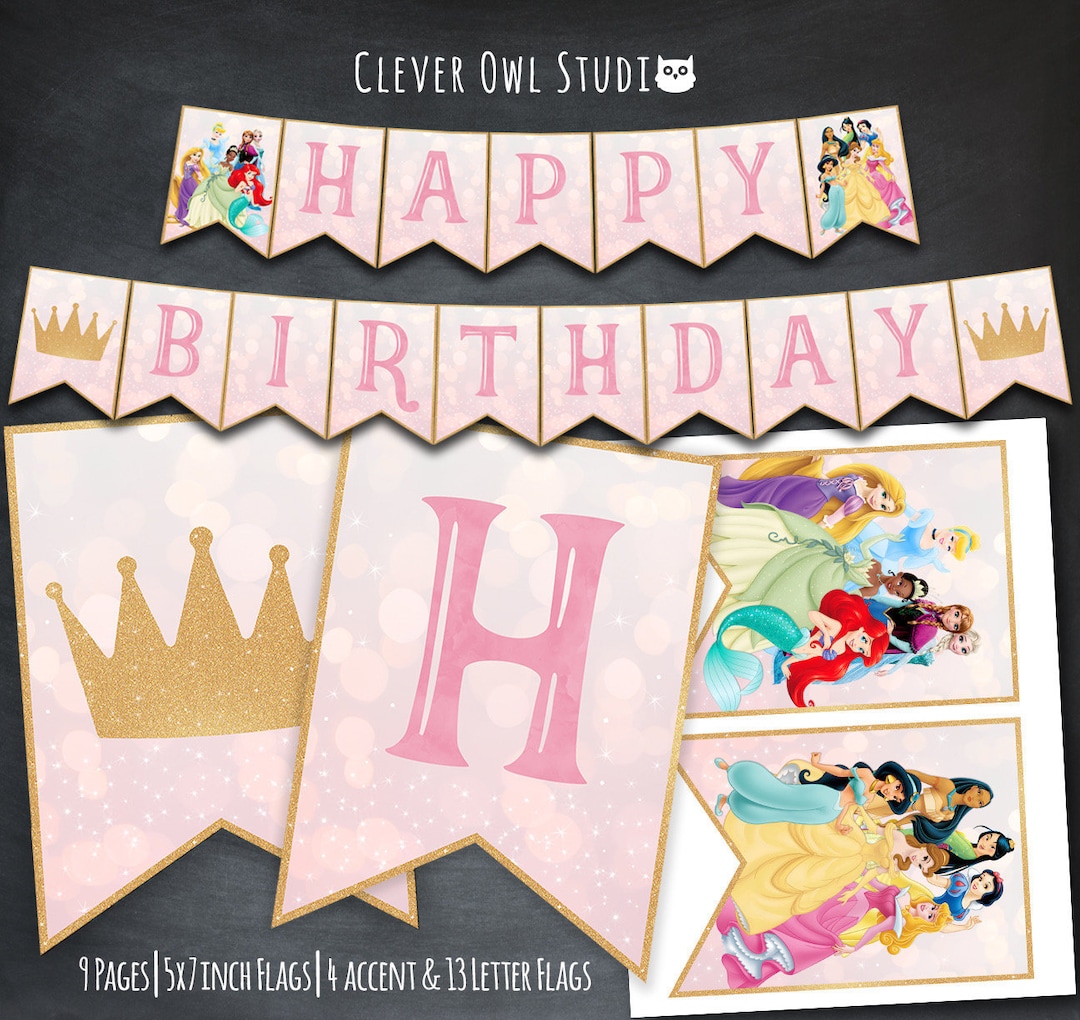 Princess Birthday Banner, Princess Banner, Princess Party, Princess ...