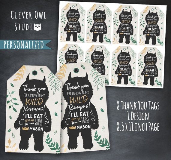 Paper Digital Where the Wild Things Are Thank You Tags Where the Wild ...