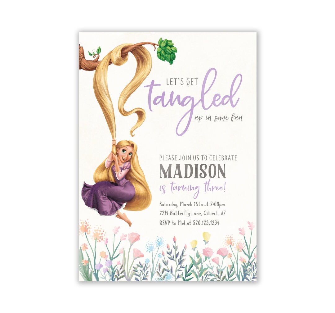 Tangled Birthday Invitations, Princess Rapunzel Invitation, Princess ...