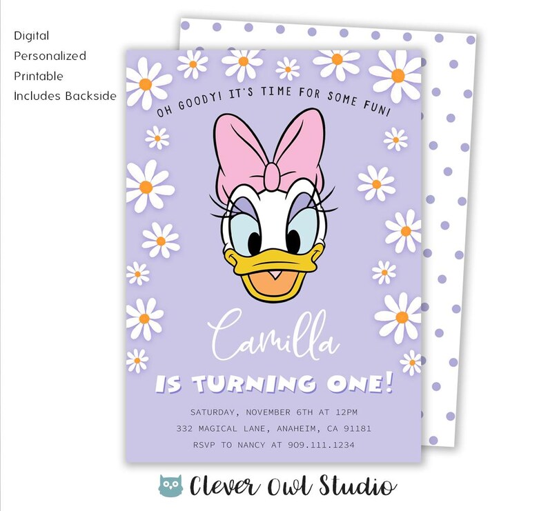 Daisy Duck Invitation, Daisy Duck Birthday Invitation, Daisy Duck ...