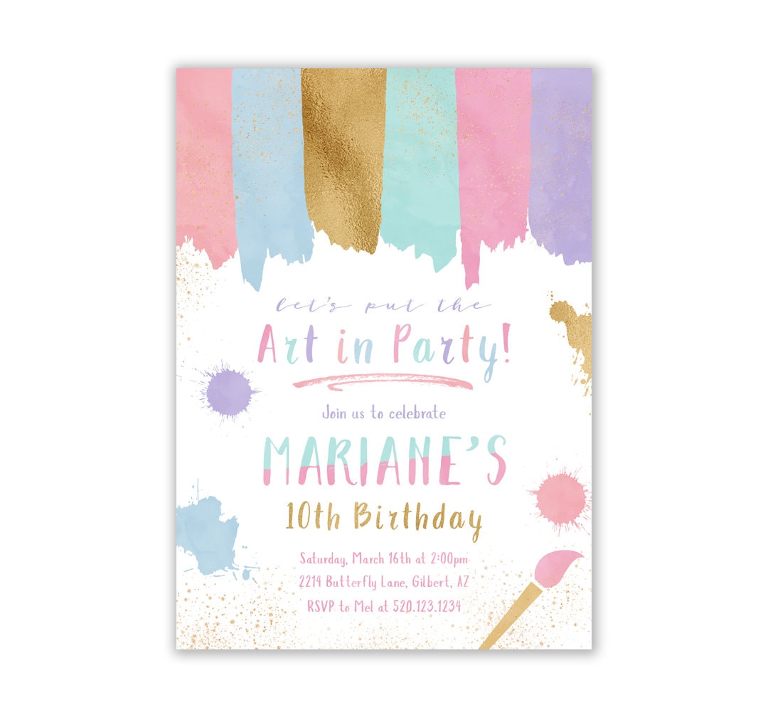 Art Party Invitation, Painting Invitation, Paint Watercolor Invites ...