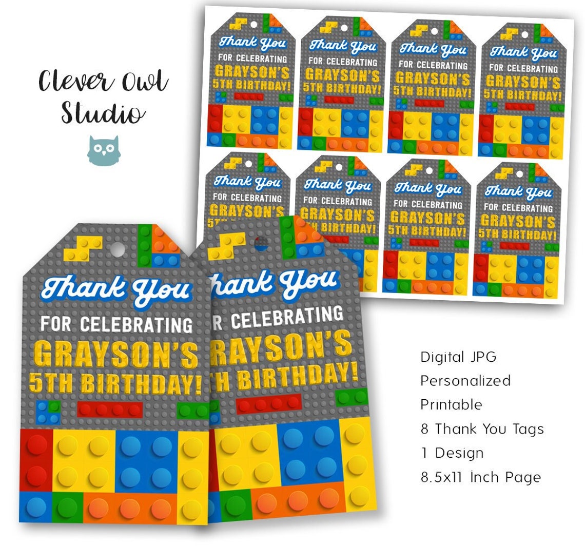Building Blocks Thank You Tags, Building Blocks Tag, Building Blocks ...