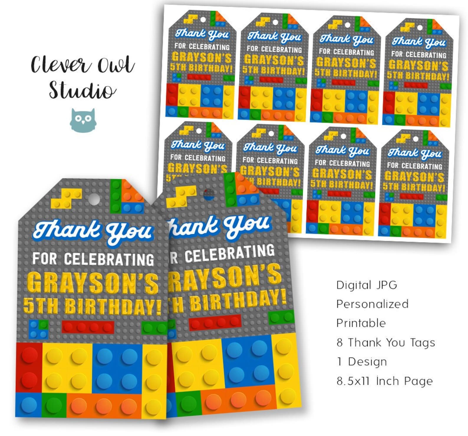 Building Blocks Thank You Tags, Building Blocks Tag, Building Blocks ...