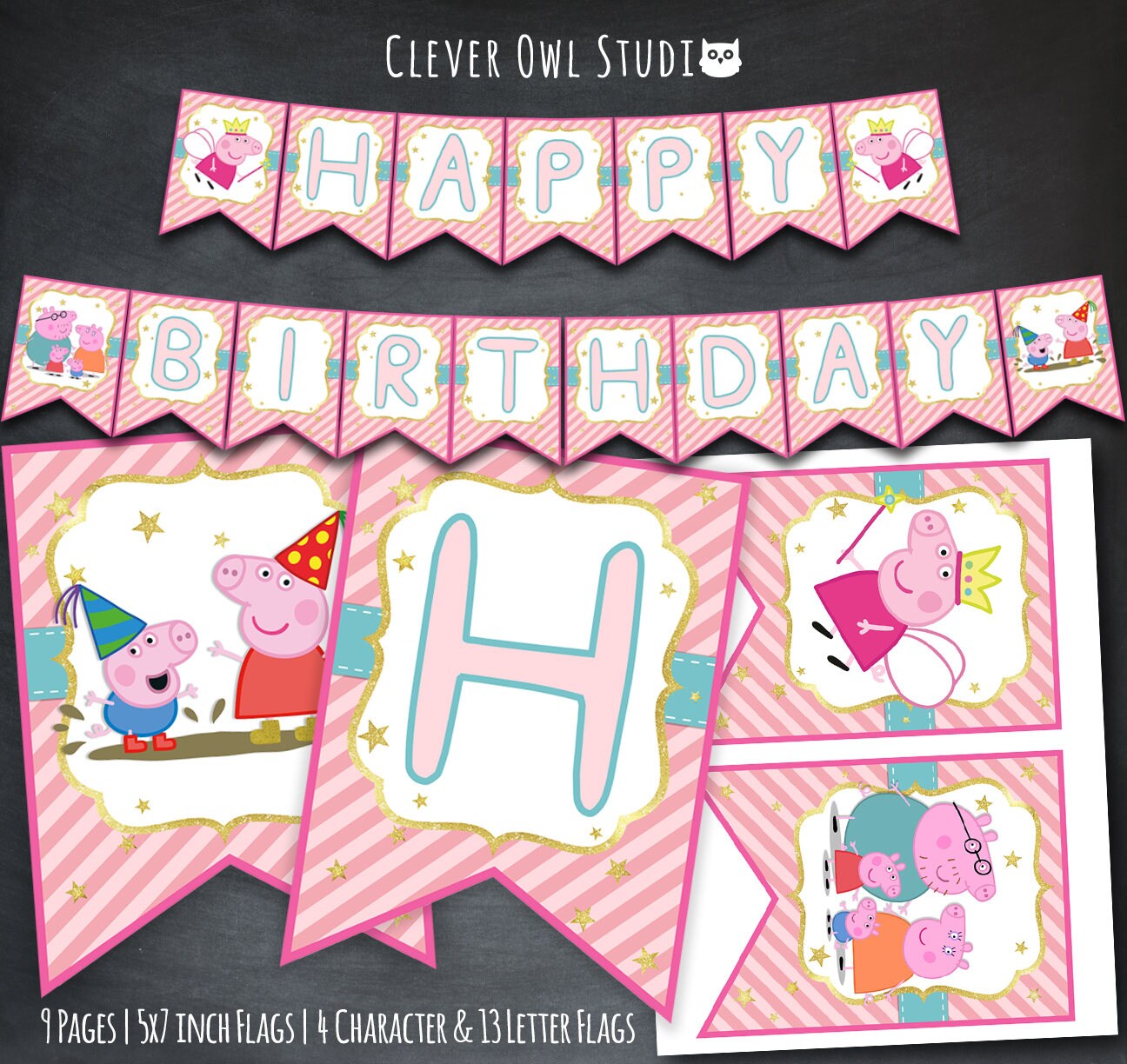 Peppa Pig Banner Peppa Pig Birthday Banner Peppa Pig Party - Etsy Australia