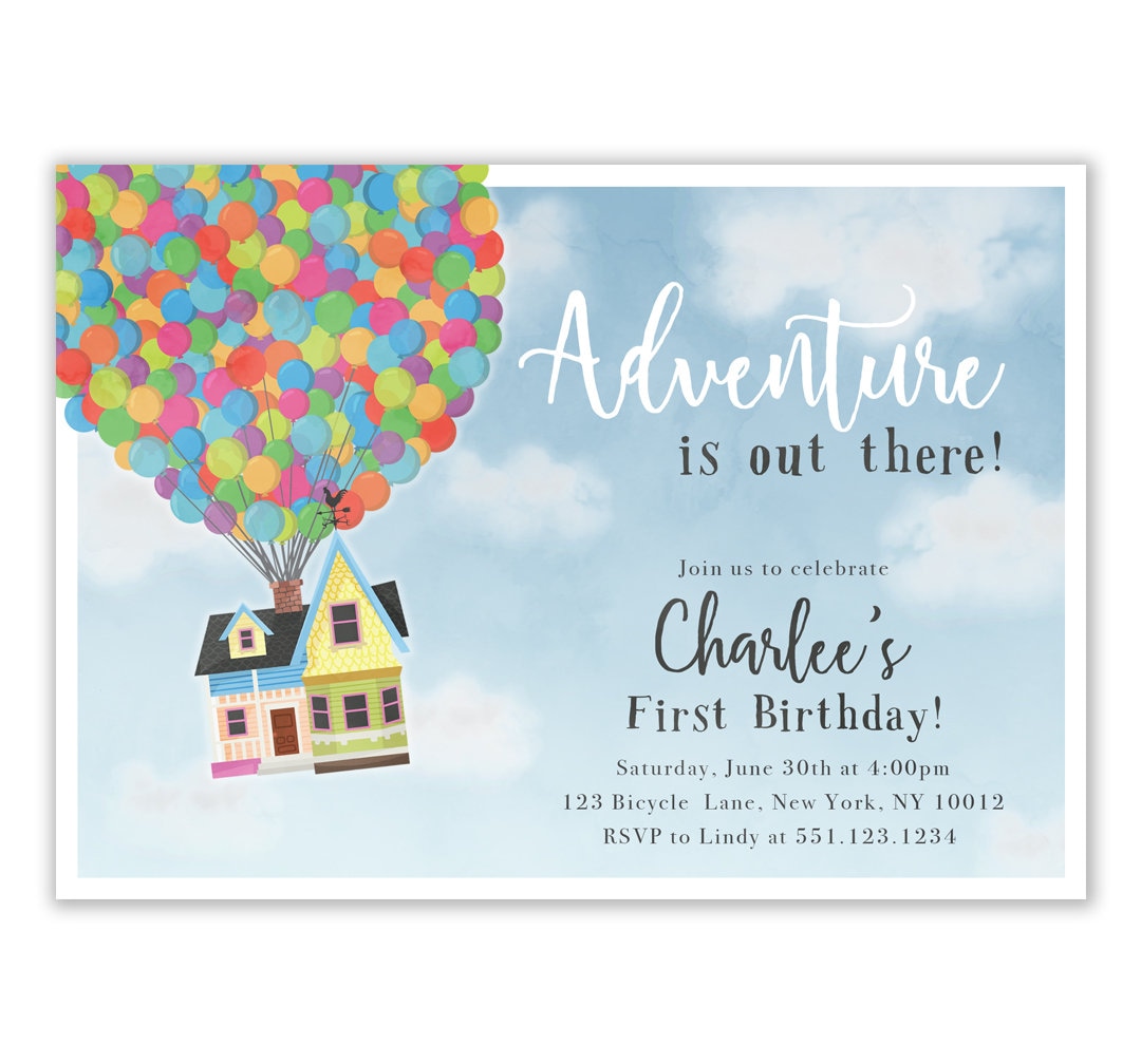 Up Movie Invitation, up First Birthday Invitation, up Birthday Theme ...