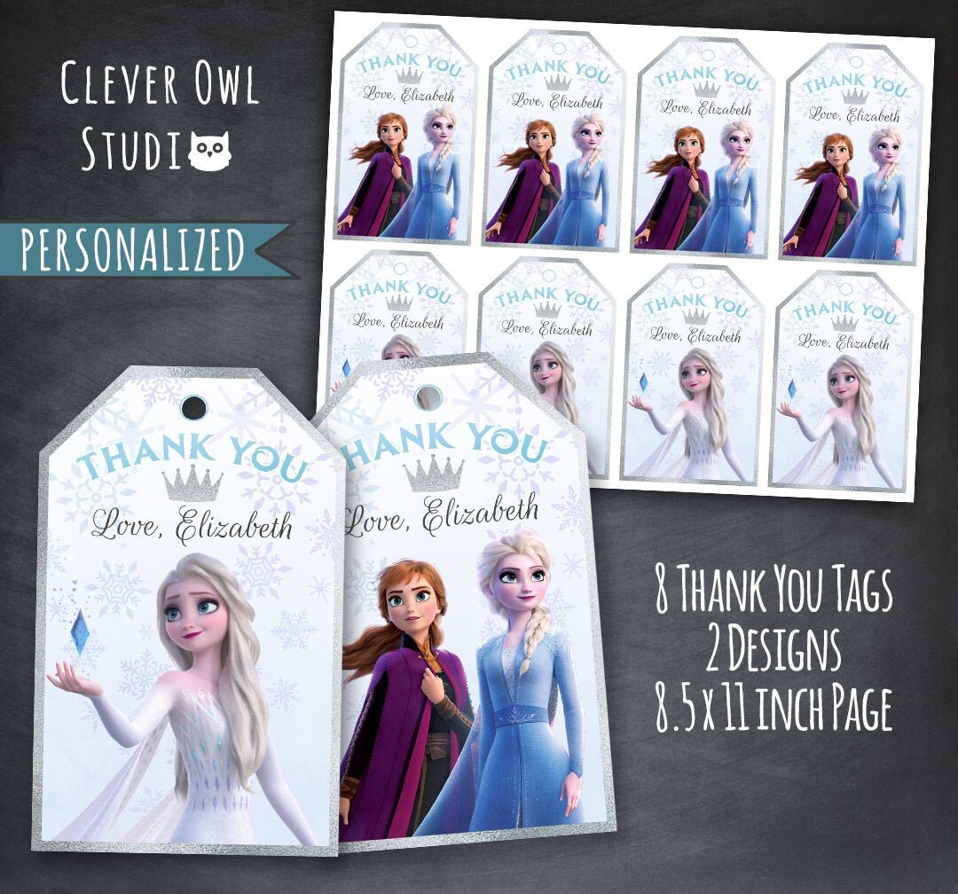 Frozen 2 Thank You Tags, Anna and Elsa Tags, Frozen 2 Party, Frozen ...