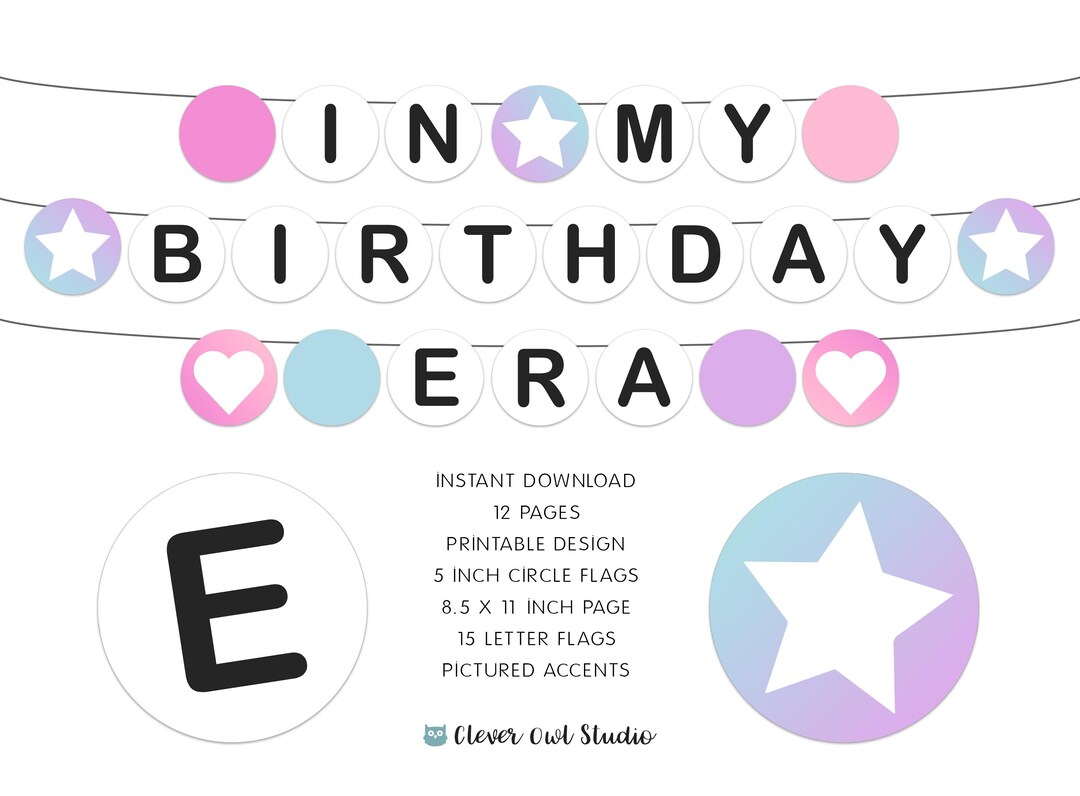 Birthday Era Banner, Pastel Party Decor (instant Download) - Etsy