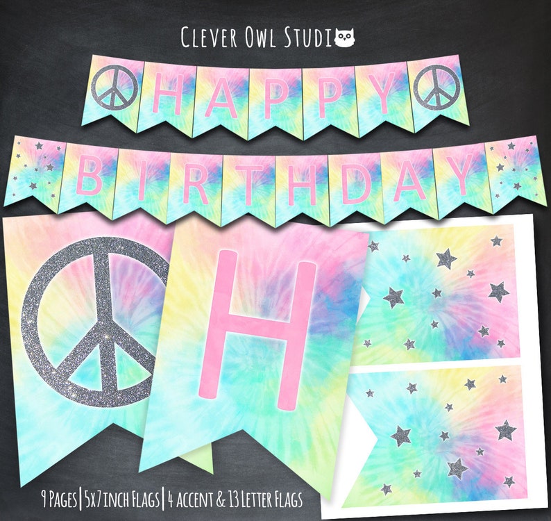 Tie Dye Birthday Banner Tie Dye Banner Tie Dye Party Tie - Etsy