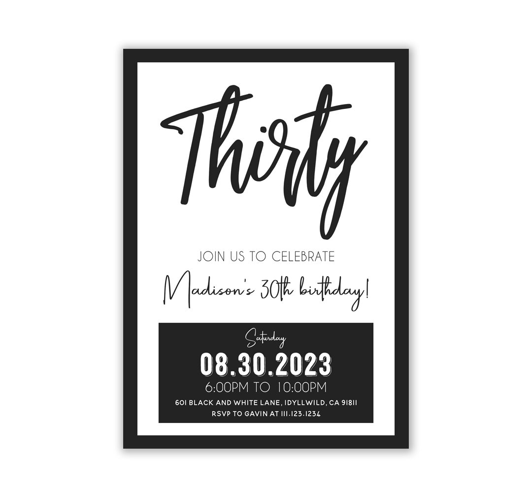 30th Birthday Invitation, 30th Party Invitation, Dirty Thirty ...