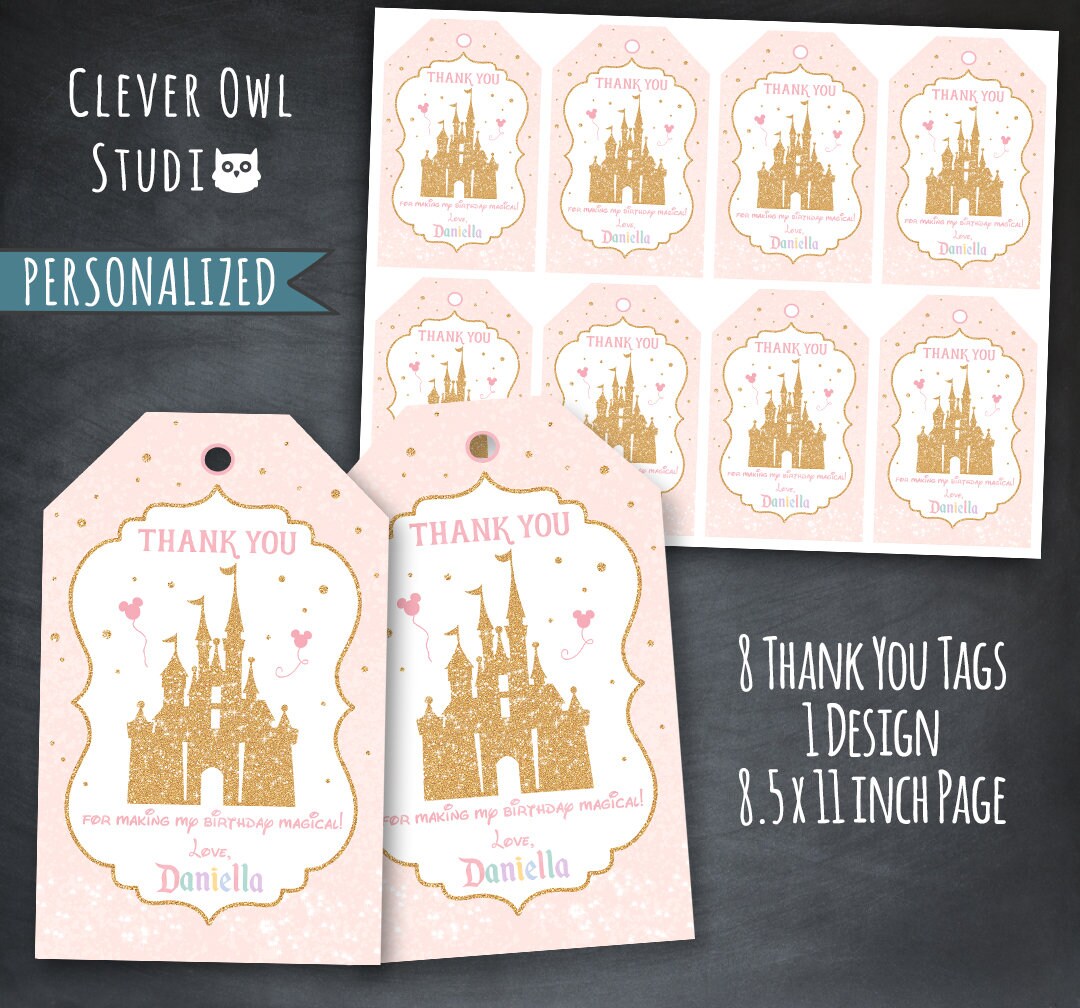 Magical Castle Thank You Tags, Princess Tags, Disneyland Party, WDW ...