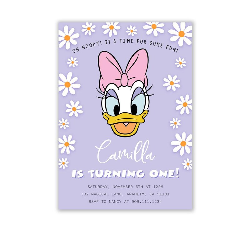 Daisy Duck Invitation, Daisy Duck Birthday Invitation, Daisy Duck ...