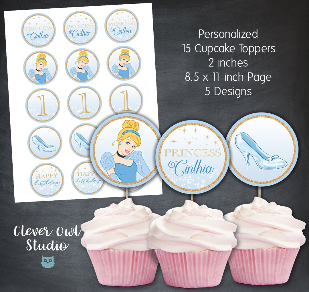 Cinderella Cupcake Toppers, Cinderella Circle Tags, Princess Cinderella ...