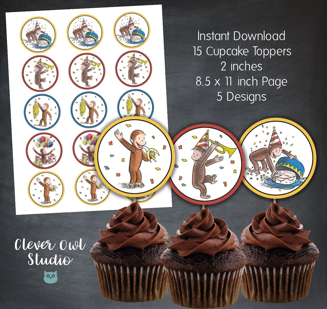 Curious George Cupcake Toppers, Party Printables (instant Download) - Etsy