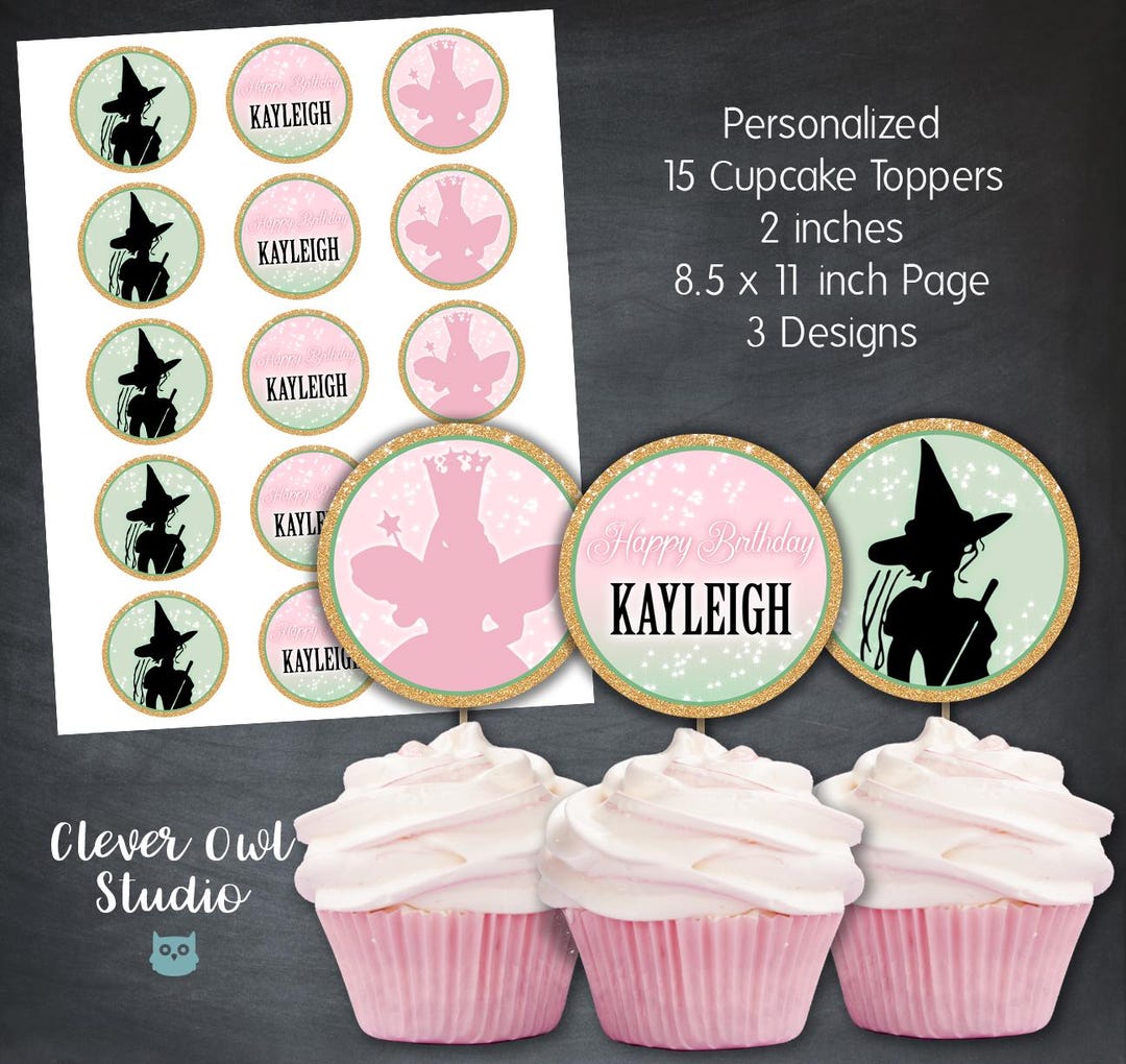 Wicked Cupcake Toppers, Wicked Tags, Wicked Movie Party, Wicked Witches ...