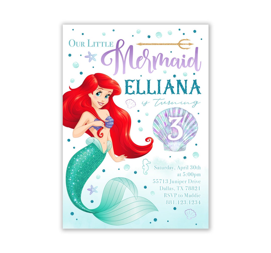 Little Mermaid Invitations, Princess Ariel Invitation, Little Mermaid ...