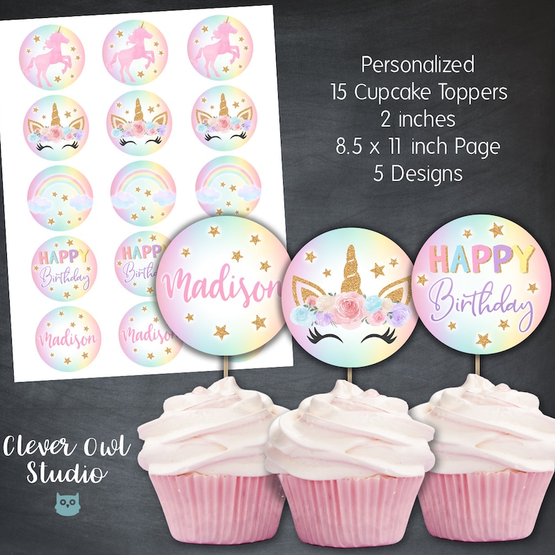 Unicorn Cupcake Toppers - Etsy