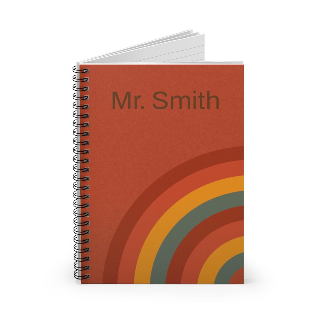 Retro Rainbow Spiral Notebook, Custom Retro Writing Journal, Colorful ...