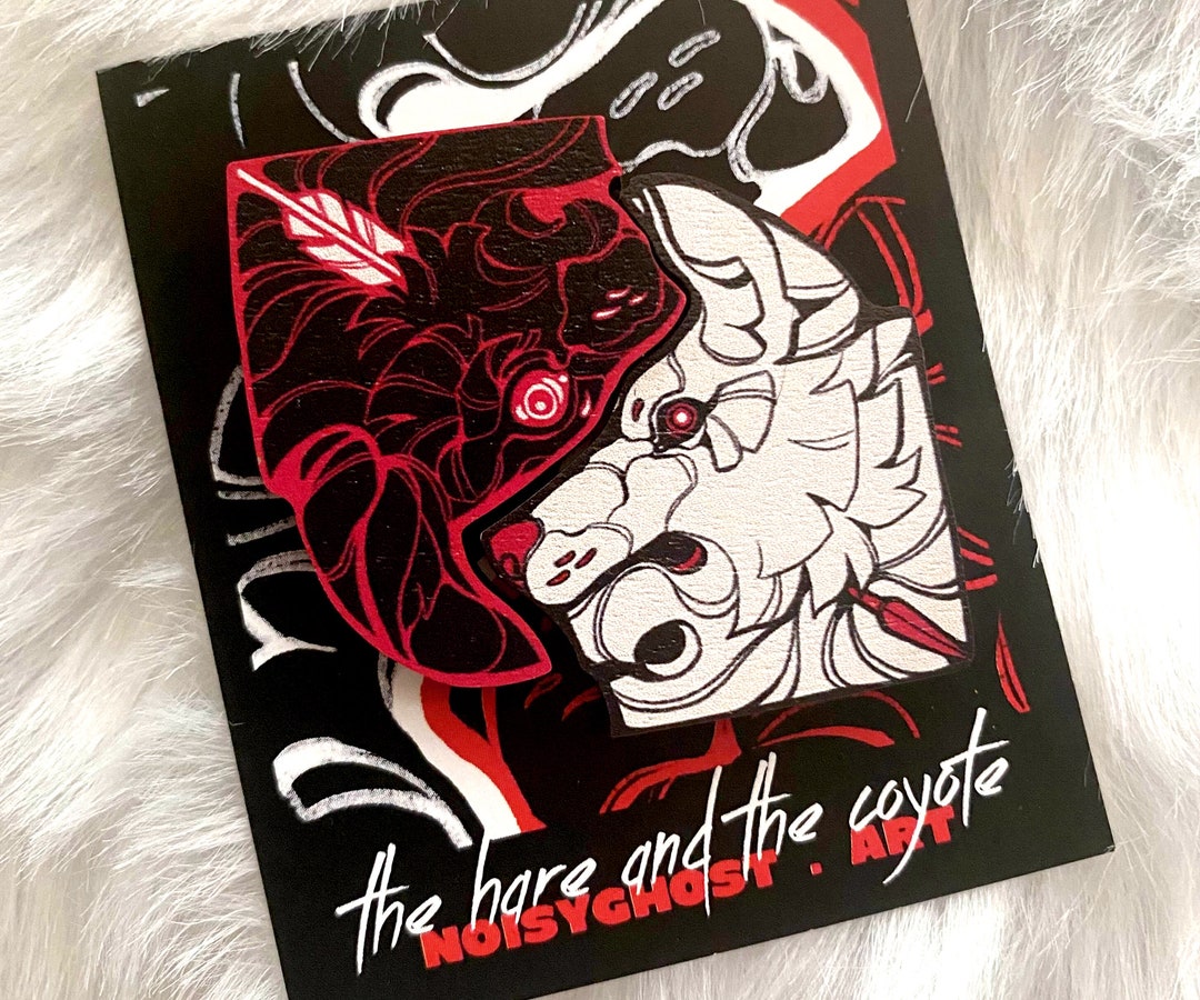 The Hare and the Coyote - Wooden Pin Set - Etsy