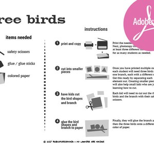 Tree Birds - Cut and Paste Craft for Kindergarten Kids (download) - Etsy