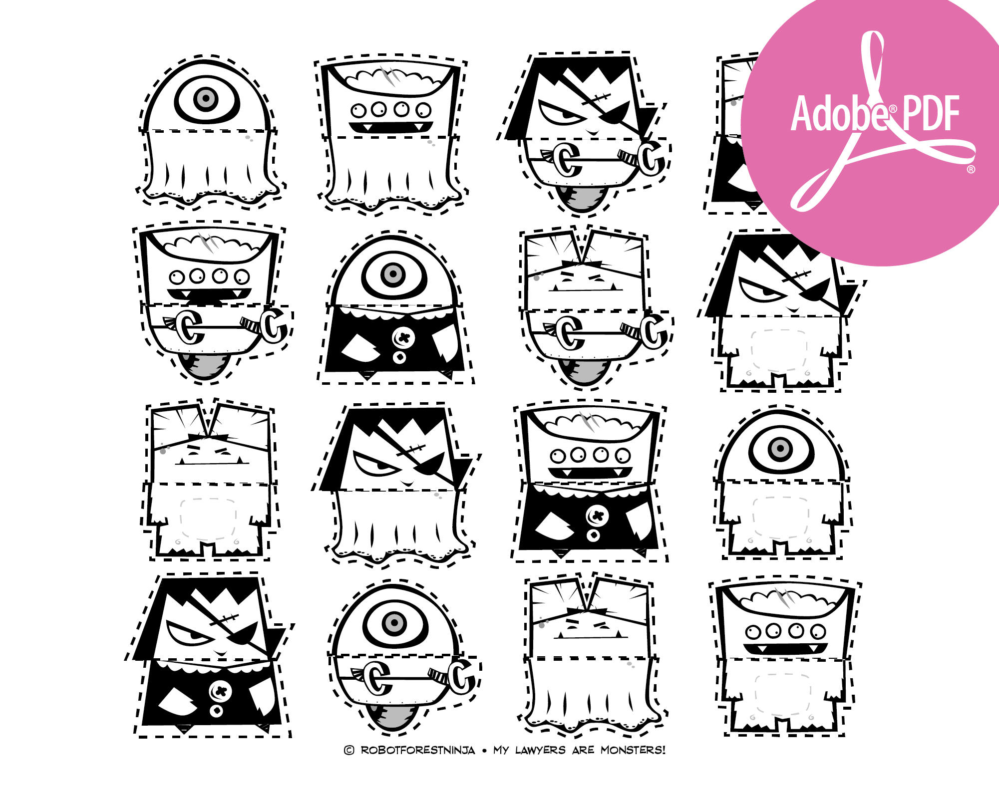 Monsters! - Cut and Paste Craft for Kindergarten Kids (download) - Etsy