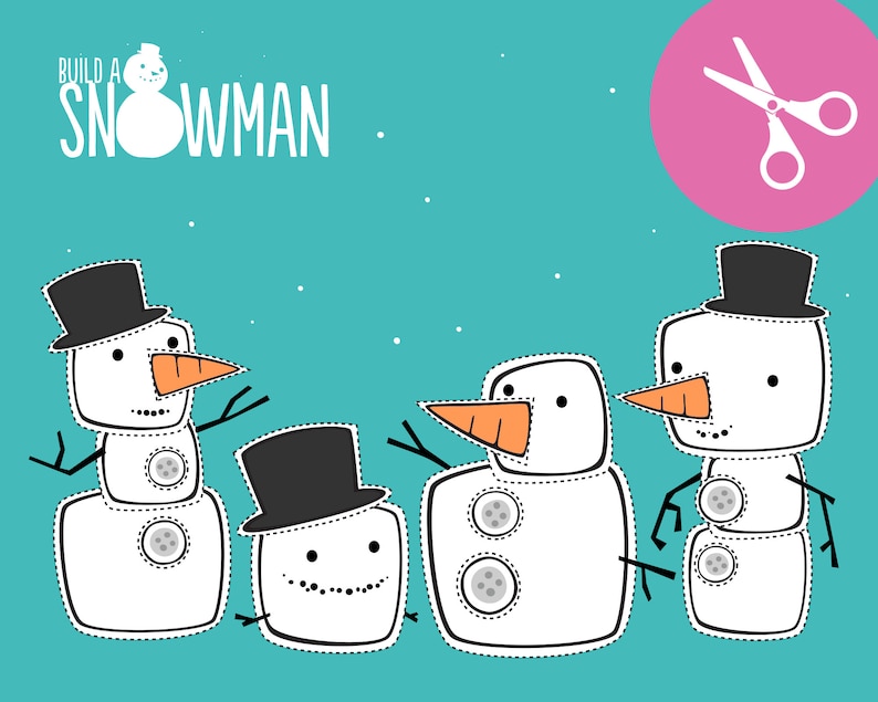 Snowman - Cut and Paste Craft for Kindergarten Kids (download) - Etsy