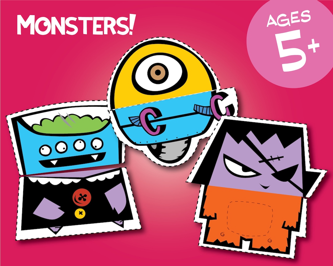Monsters! - Cut and Paste Craft for Kindergarten Kids (download) - Etsy