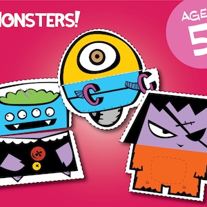 Monsters! - Cut and Paste Craft for Kindergarten Kids (download) - Etsy
