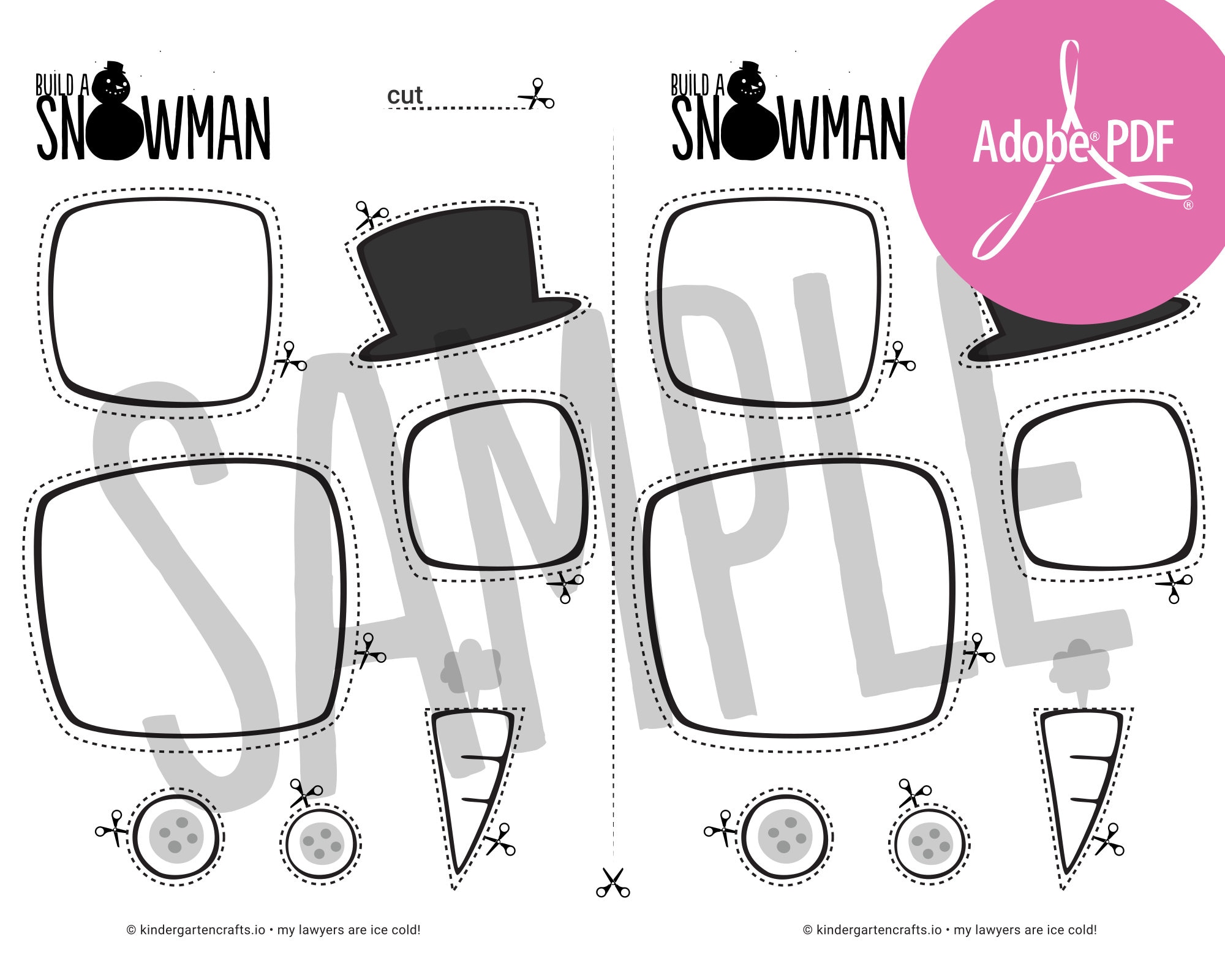 Snowman - Cut and Paste Craft for Kindergarten Kids (download) - Etsy