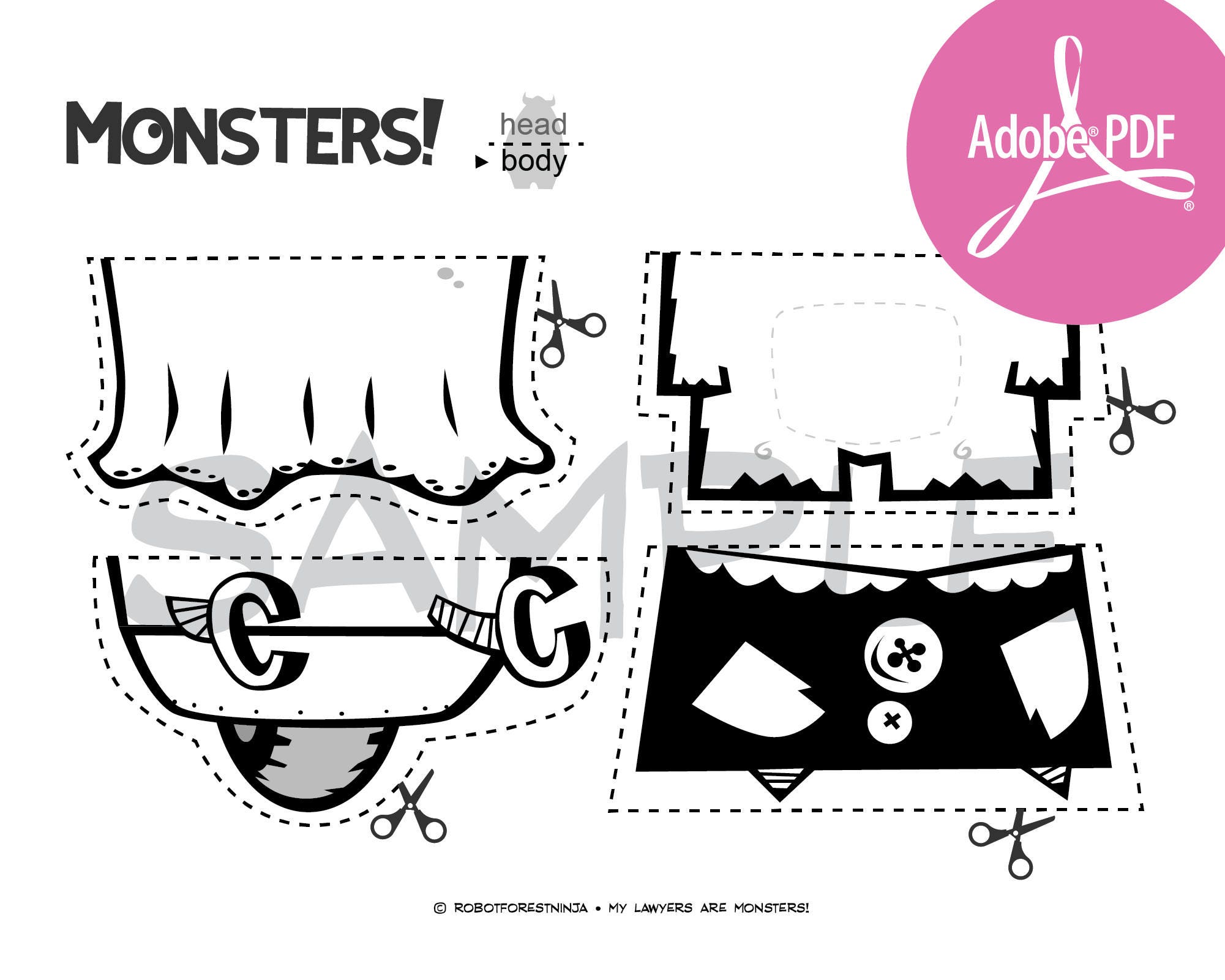 Monsters! - Cut and Paste Craft for Kindergarten Kids (download) - Etsy