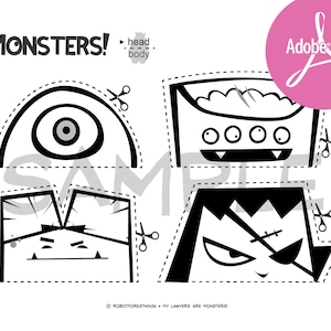 Monsters! - Cut and Paste Craft for Kindergarten Kids (download) - Etsy