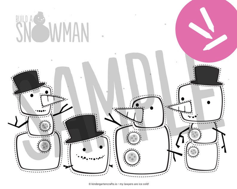Snowman - Cut and Paste Craft for Kindergarten Kids (download) - Etsy