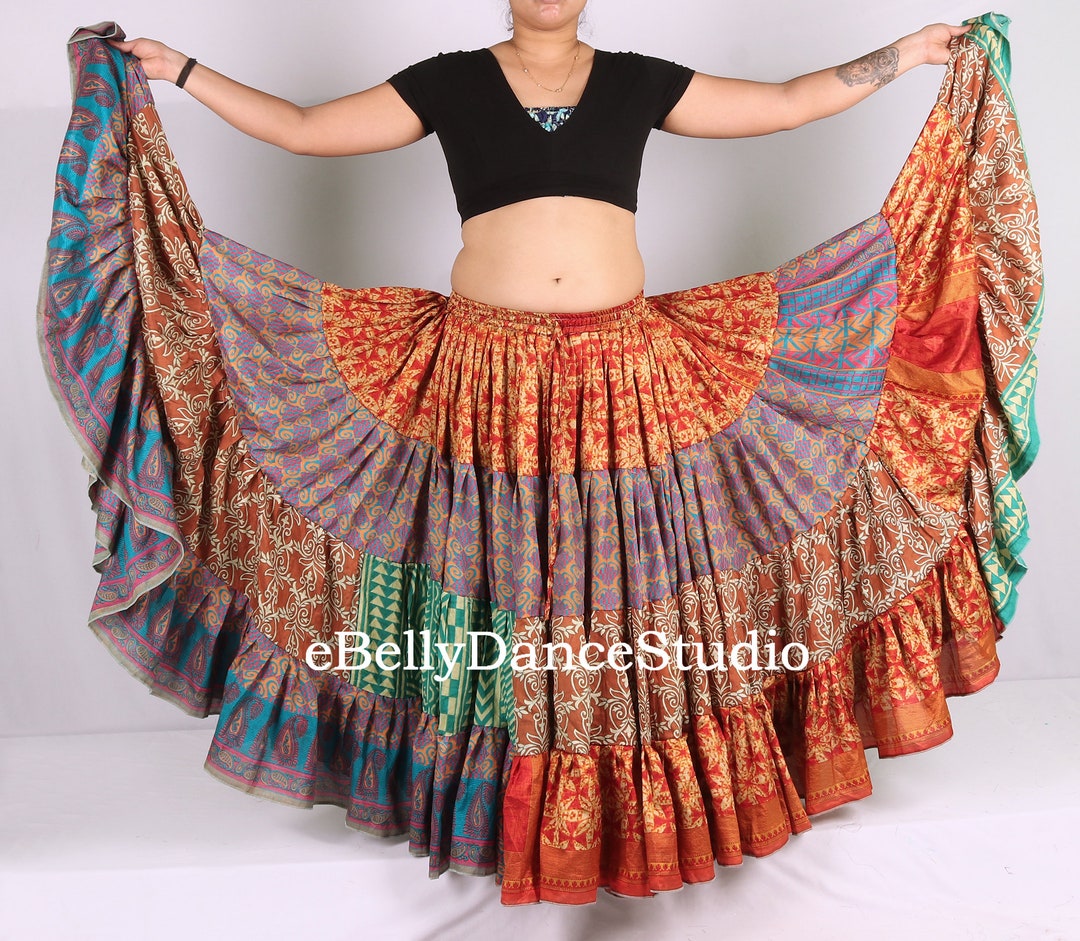 32 Yard Skirt Belly Dance Skirt Tribal Skirt 4 Tiered Gypsy Skirt