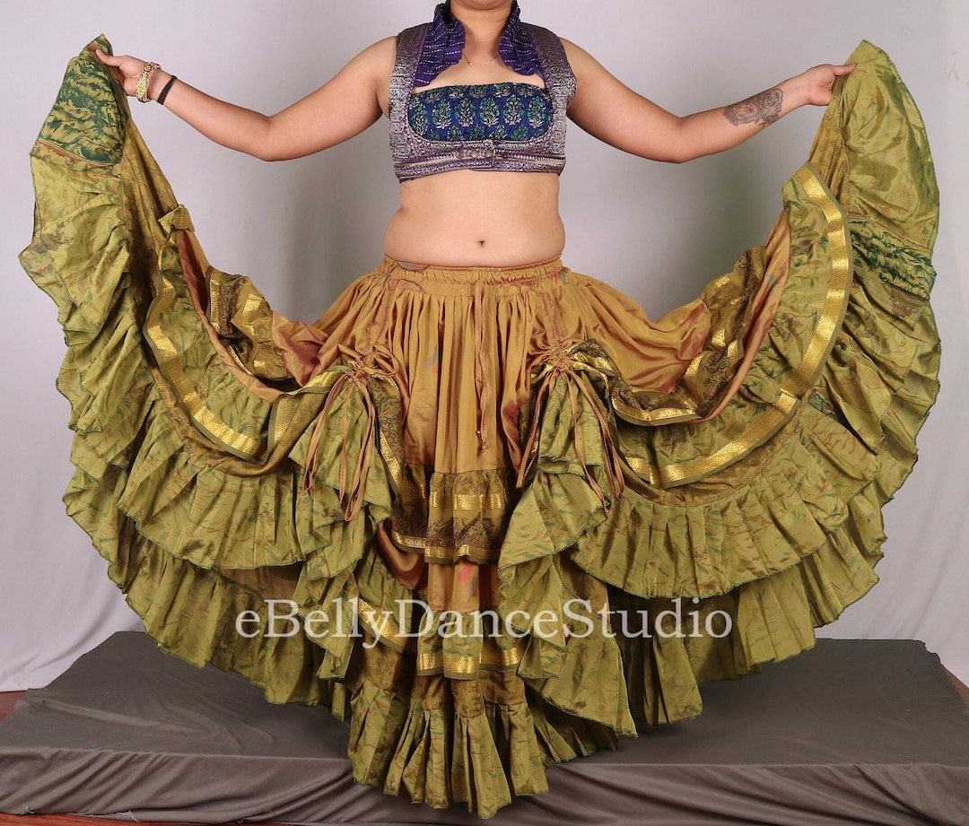 25 Yard Skirt/gypsy Skirt/belly Dance Skirt/tribal Skirt/frill/4 Tiered ...