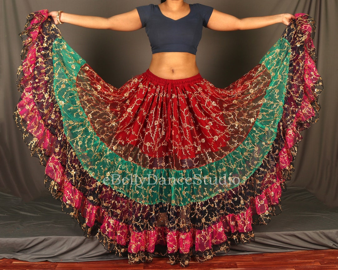 Buy 25 Yard Skirt Belly Dance Skirt Tribal Skirt Bollywood Skirt Tiered