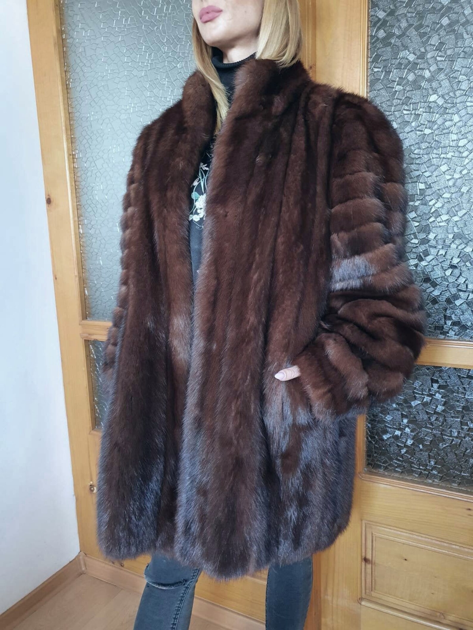 Manteau Russe De Fourrure De Sable Veste Vraie De Fourrure De Etsy
