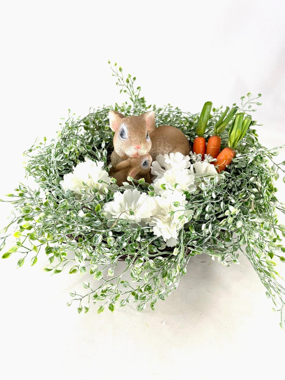 Bunny Garden Rabbit Centerpiece: Spring Tiered Tray, Farmhouse Rabbit ...